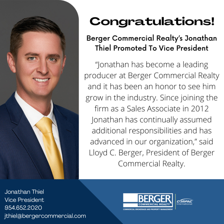 Berger Commercial Realty’s Jonathan Thiel Promoted To Vice President ...
